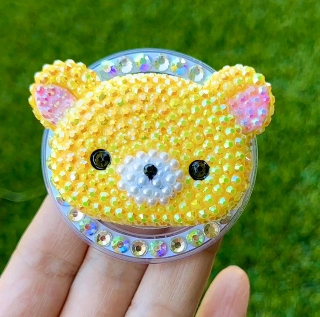 3D Fully Blinged Magnetic Bling Bling Big Yellow Bear Kawaii Cartoon ...