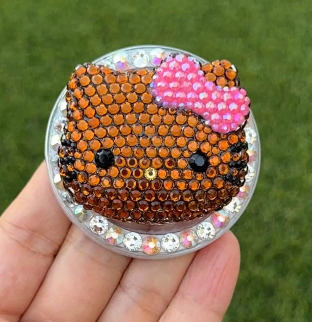 3D Fully Blinged Magnetic Bling Bling Brown Kitty Cat Hot Pink Bow ...