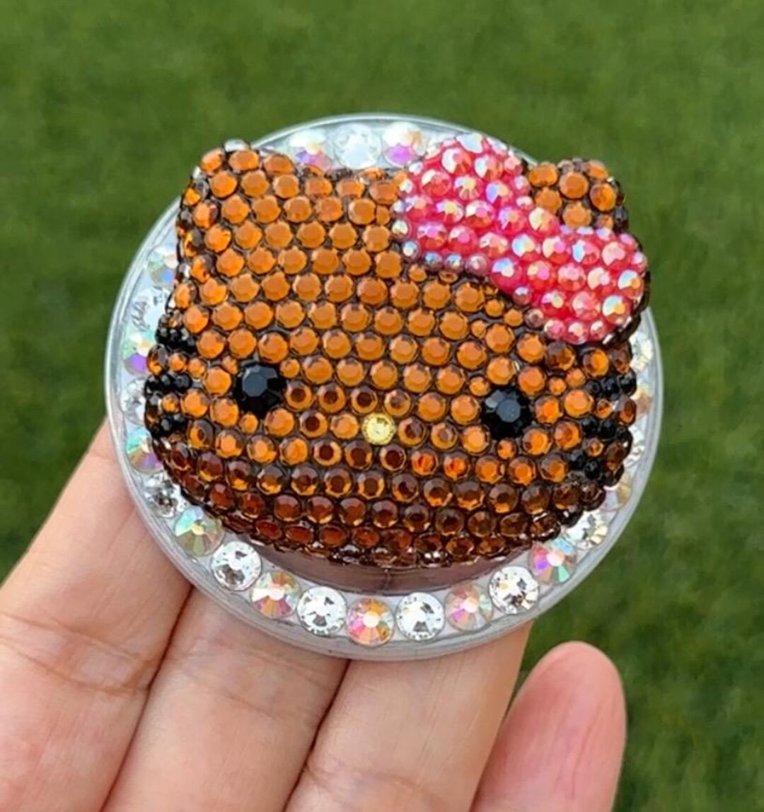 3D Fully Blinged Magnetic Bling Bling Brown Kitty Cat Pink Bow Cartoon ...