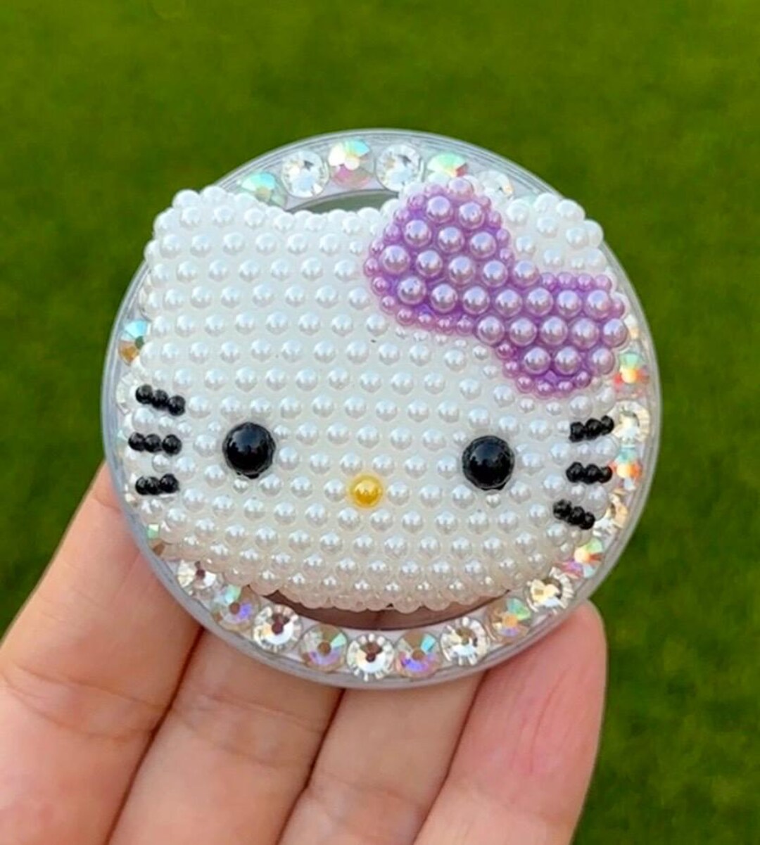 3D Fully Blinged Magnetic Bling Bling Pearl Lavender Bow Kitty Cat ...