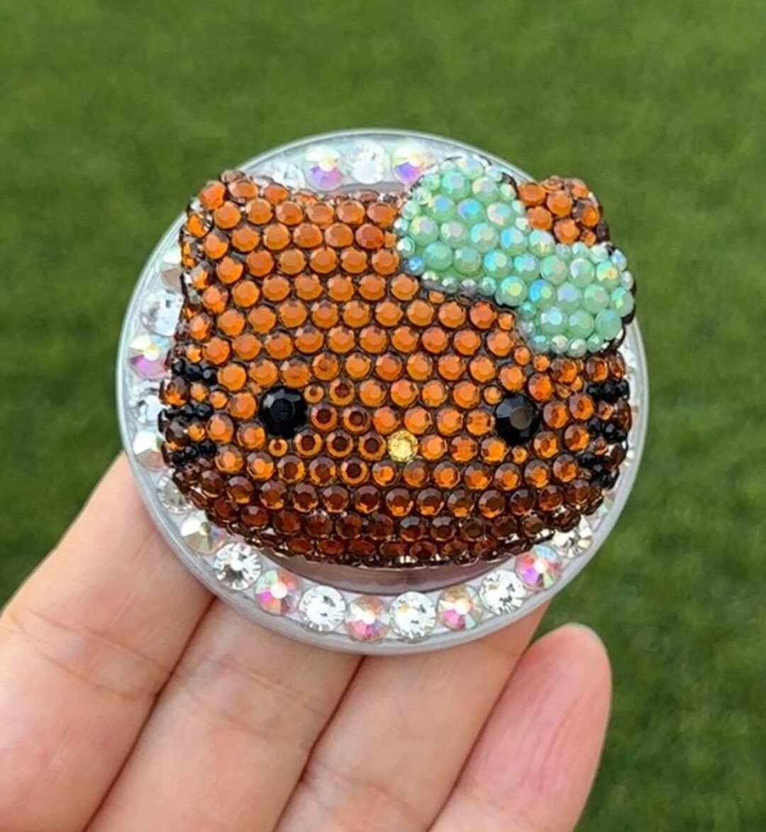 3D Fully Blinged Magnetic Bling Bling Brown Kitty Cat Lt Gree Bow ...