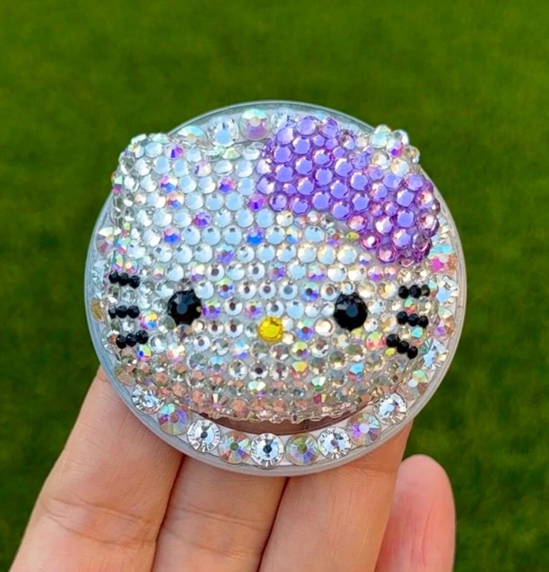 3D Fully Blinged Magnetic Bling Bling Two Tones Lavender Bow Kitty ...