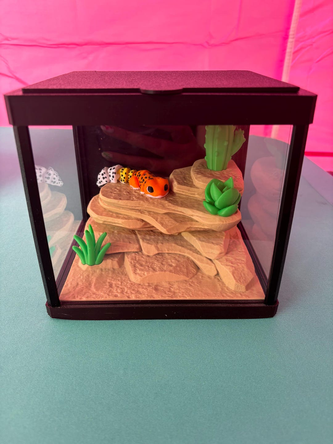 3D Printed Articulated Leopard Gecko & Mini Terrarium Set - Etsy