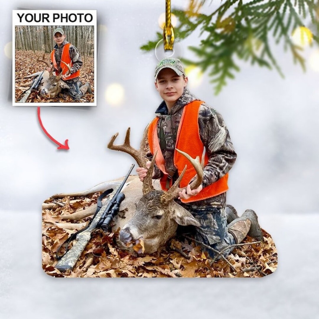 Custom Photo Hunting Ornament, Hunting Ornament, Gift for Deer Hunting ...