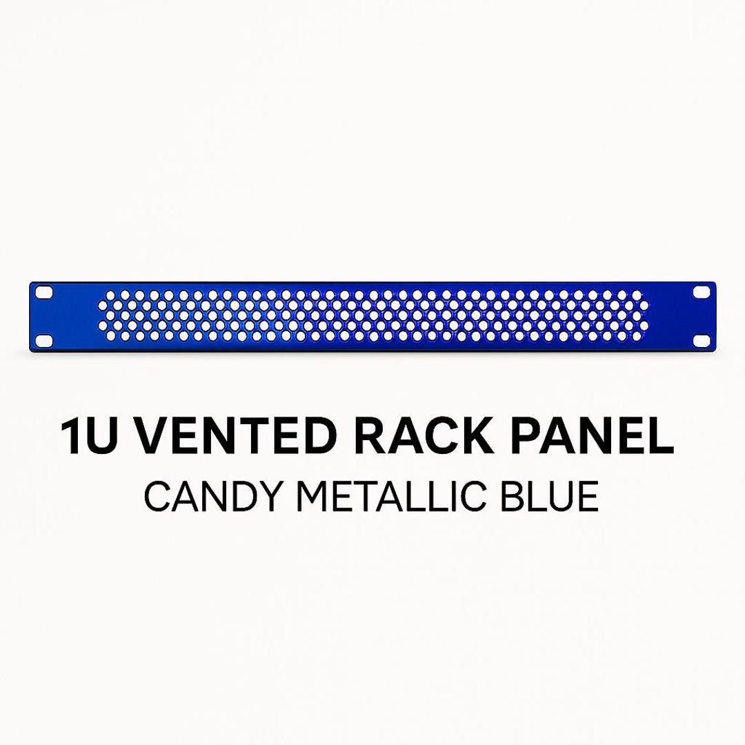 Candy Metallic Blue 1U Steel Rack Panel – 19” Perforated Faceplate ...