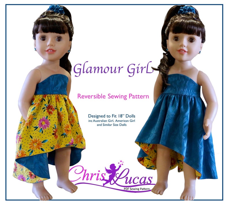 Glamour Girl - AG Dolls - Reversible Dress Sewing Pattern - Etsy