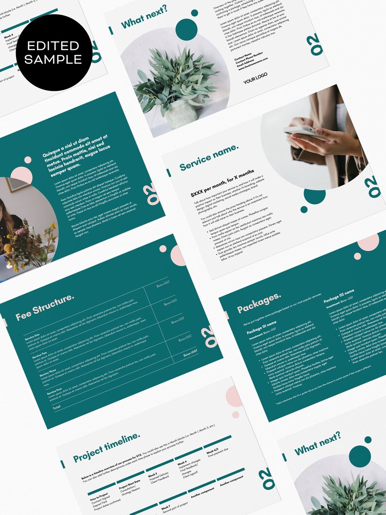 Canva Proposal Template Design Femme Etsy