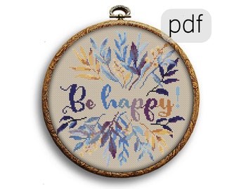 Be Happy Cross Stitch Pattern PDF - Etsy