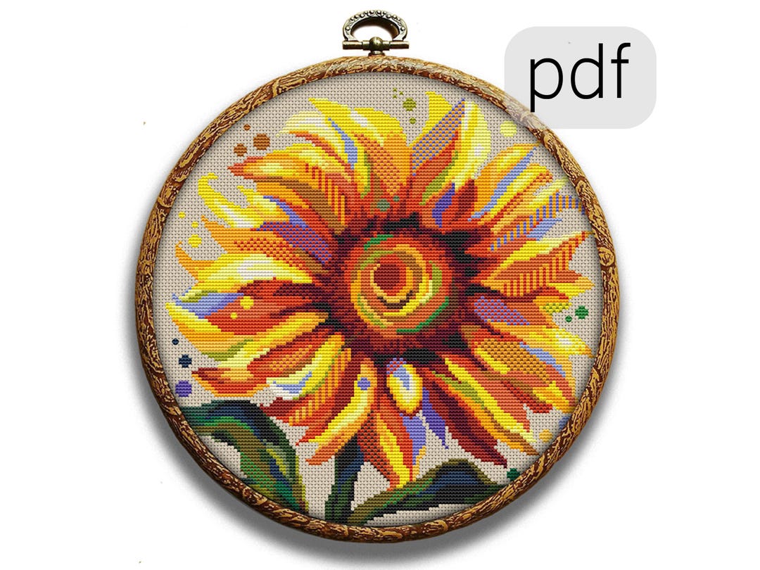 Easy Sunflower Cross Stitch Pattern PDF - Instant Download - Etsy