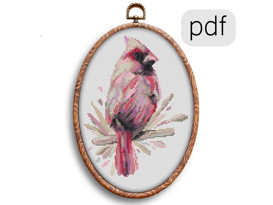 Female Cardinal Bird Counted Cross Stitch Pattern PDF - Etsy