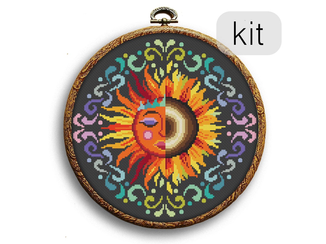Sunflower & SUN Counted Cross Stitch KIT - Etsy