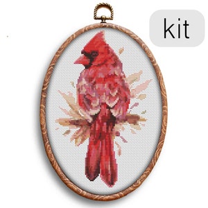 CARDINAL BIRD Modern Cross Stitch KIT - Etsy