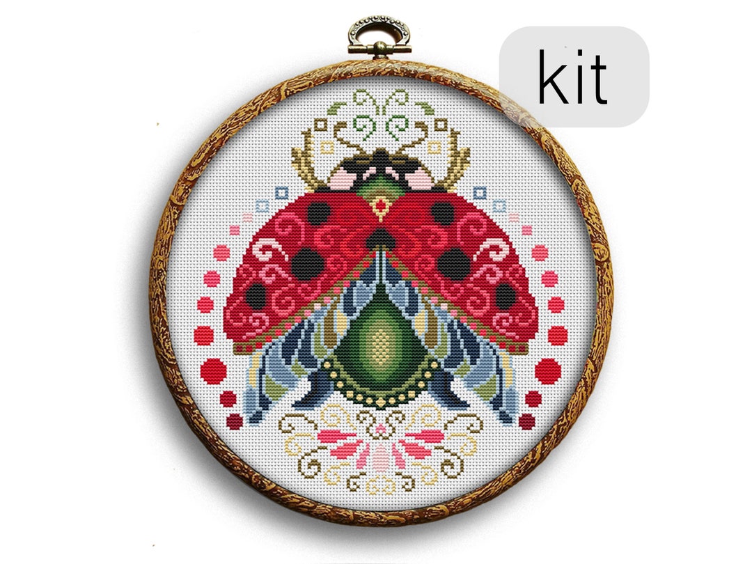 Swirl LADY BUG Insect Counted Cross Stitch KIT - Etsy