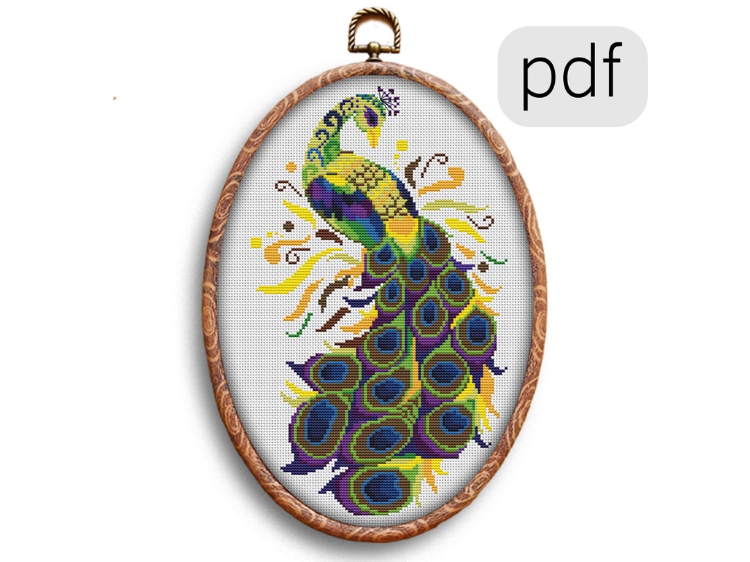 Colorful Peacock Cross Stitch Pattern PDF - Etsy