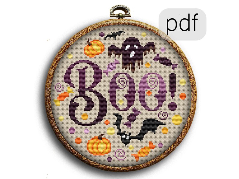 Boo! Halloween Cross Stitch Pattern PDF - Etsy