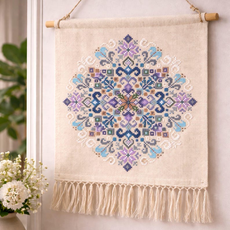 Blue Folk Mandala Cross Stitch Pattern PDF – Instant Download - Etsy UK