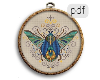 Colorful June Bug Insect Counted Cross Stitch Pattern - Etsy