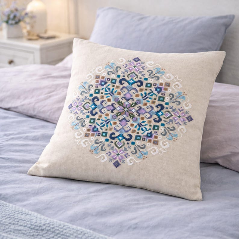 Blue Folk Mandala Cross Stitch Pattern PDF – Instant Download - Etsy UK