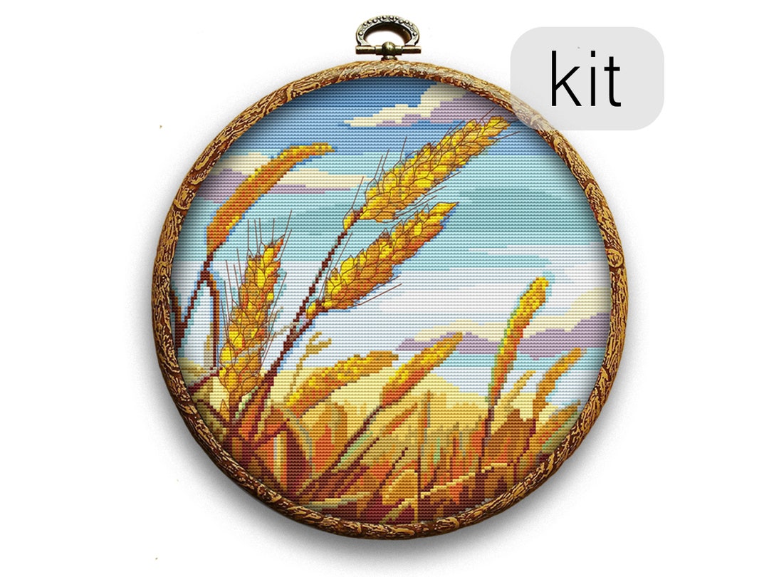 Wheatfield Cross Stitch. Landscape Counted Cross Stitch Kit - Etsy