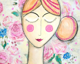 Pretty in Pink Illustration Vintage Pin up Illustration 11 X 14 Photo ...