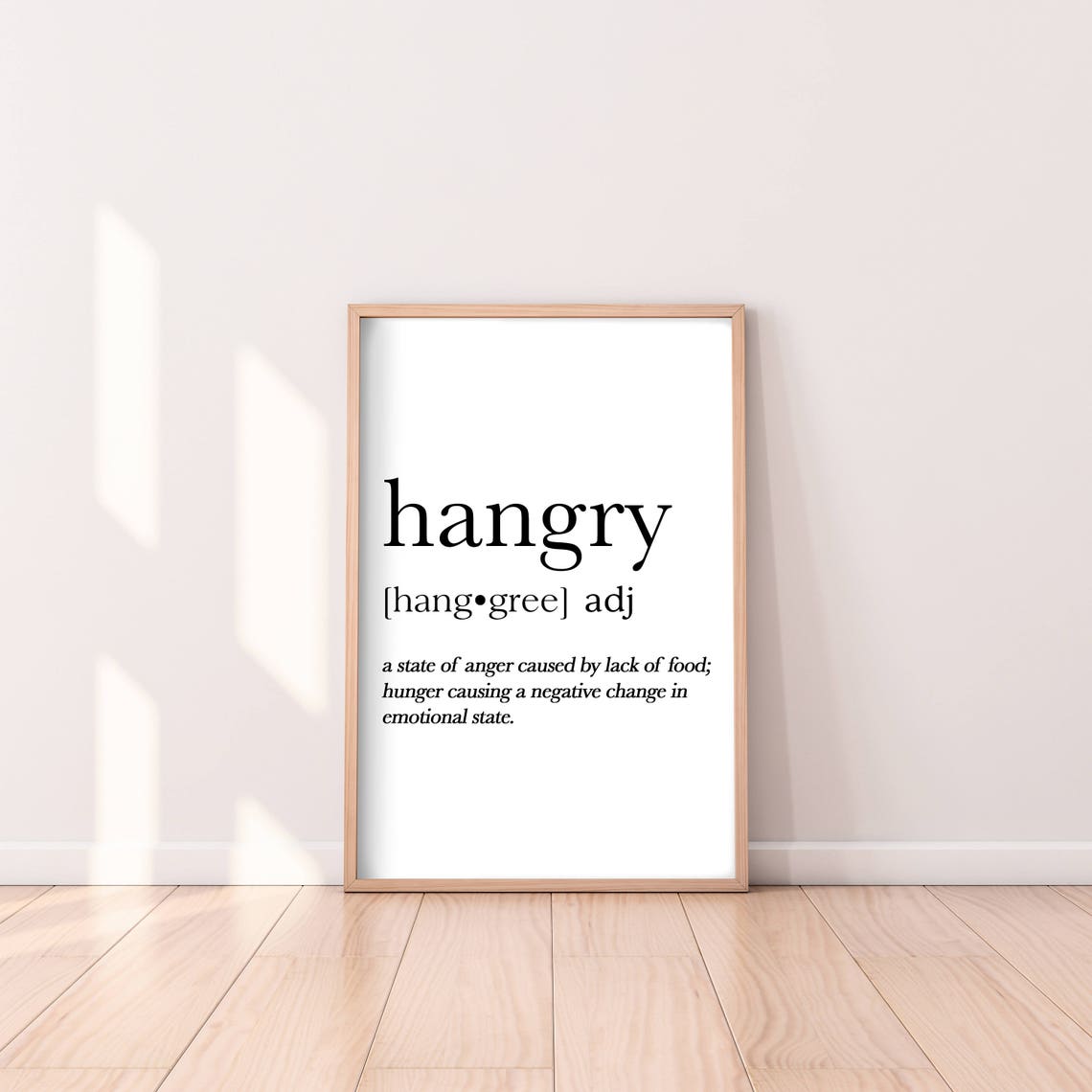 Hangry Definition DIGITAL PRINT FUNNY Kitchen Art Wall Art Hungry Food ...