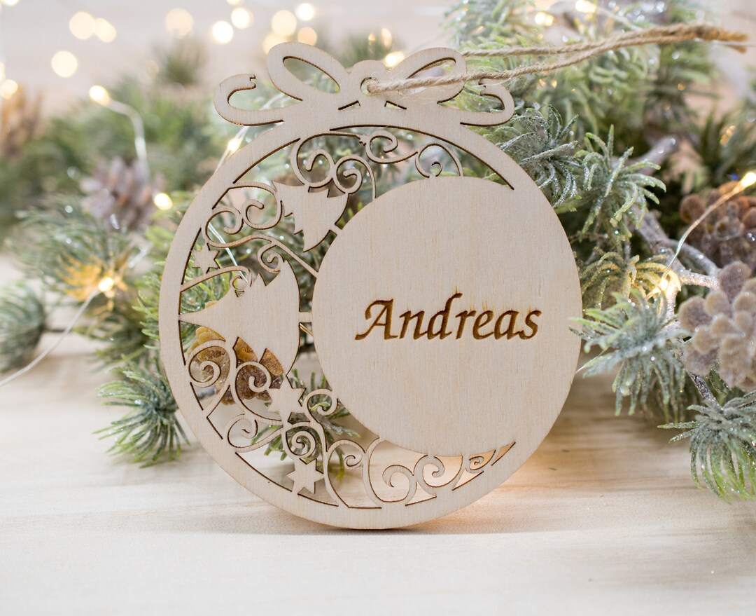Christmas Tree Ball Personalized With Name, Wooden Christmas Ball ...
