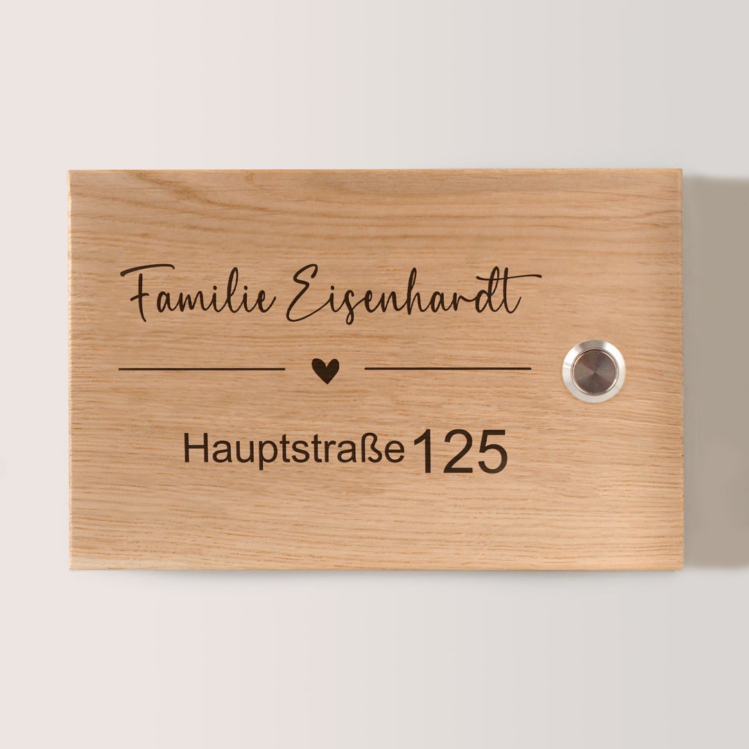 Wooden Doorbell Plate With Engraving Personalized Bell Plate Sign Front ...