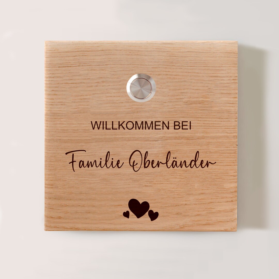 Door Sign Name Plate Oak Bell Plate Personalized With Name Bell Plate ...