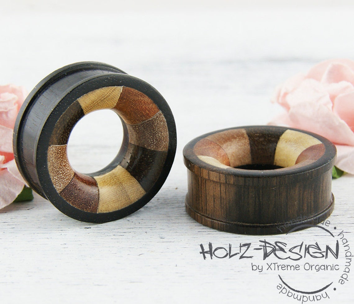 SALE 4-30mm Pair Wooden Flesh Tunnel Multi Wood Inlay Ear - Etsy