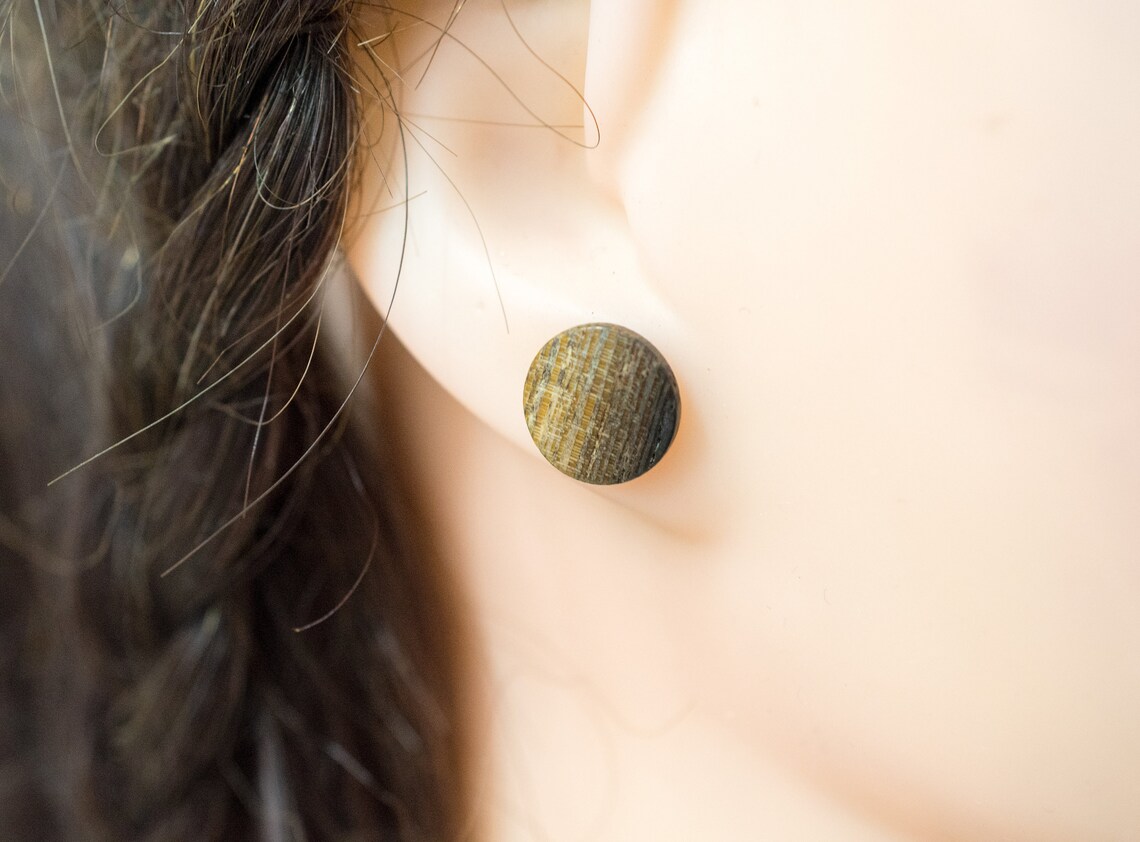 Ø11mm Wooden Ear Studs Extra Thin Post Studs Round Organic | Etsy