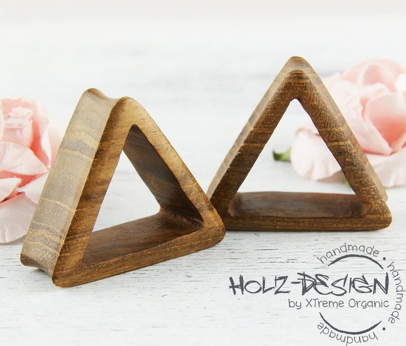 SALE 3-30mm Pair Wooden Flesh Tunnel Triangle Ear Plugs Handmade Wooden ...