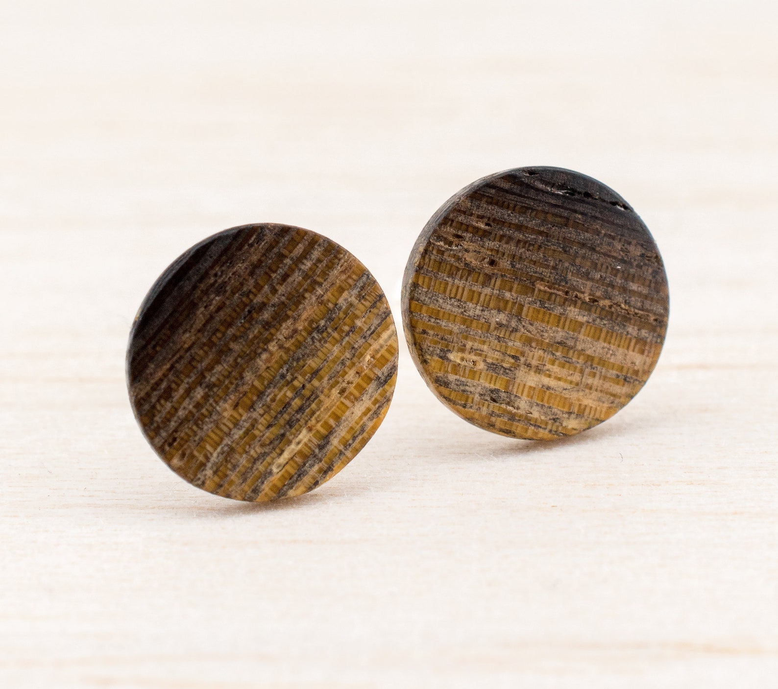 Ø11mm Wooden Ear Studs Extra Thin Post Studs Round Organic | Etsy