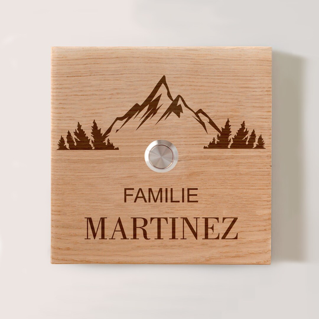Personalized Doorbell Name Plate Made of Wood Door Plate Bell Plate ...
