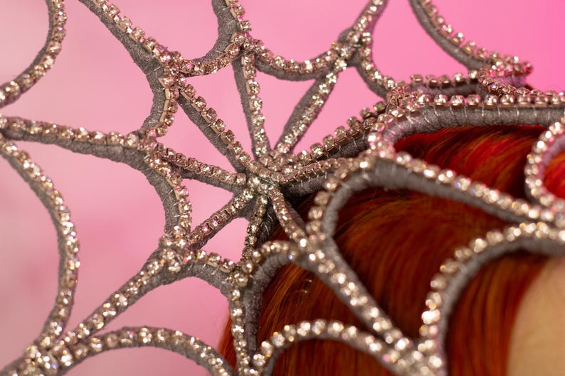 Spiderweb Rhinestone Showgirl Headdress Structured Wire Headpiece - Etsy