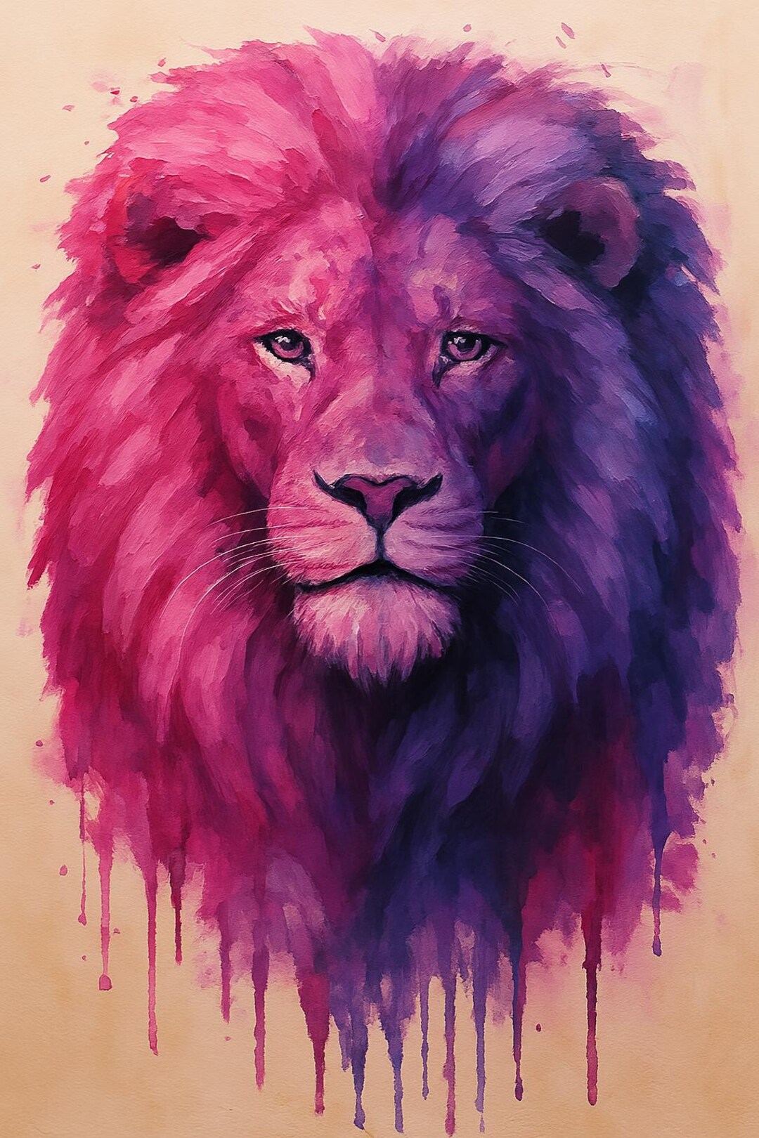 Pink and Purple Lion Counted Cross Stitch Pattern PDF for DMC Floss ...