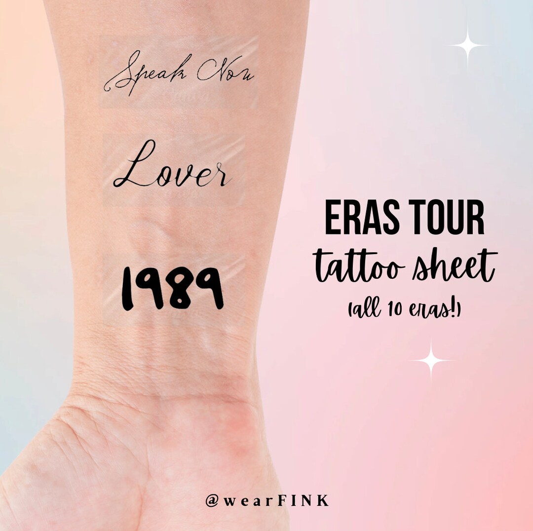 Eras Tour Tattoos Taylor Swift Era Names Temporary Tattoos Single, Logo ...