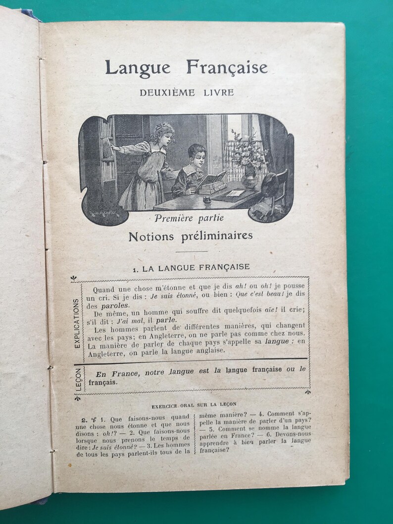 1912 School Book - French Language Method, French School Manual Armand ...