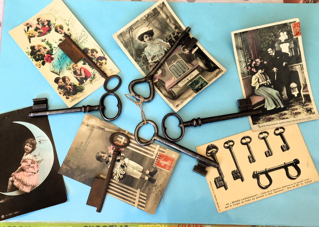 6 Antique Wrought Iron Door Keys, 19th Century, Castle-church Style + 5 ...