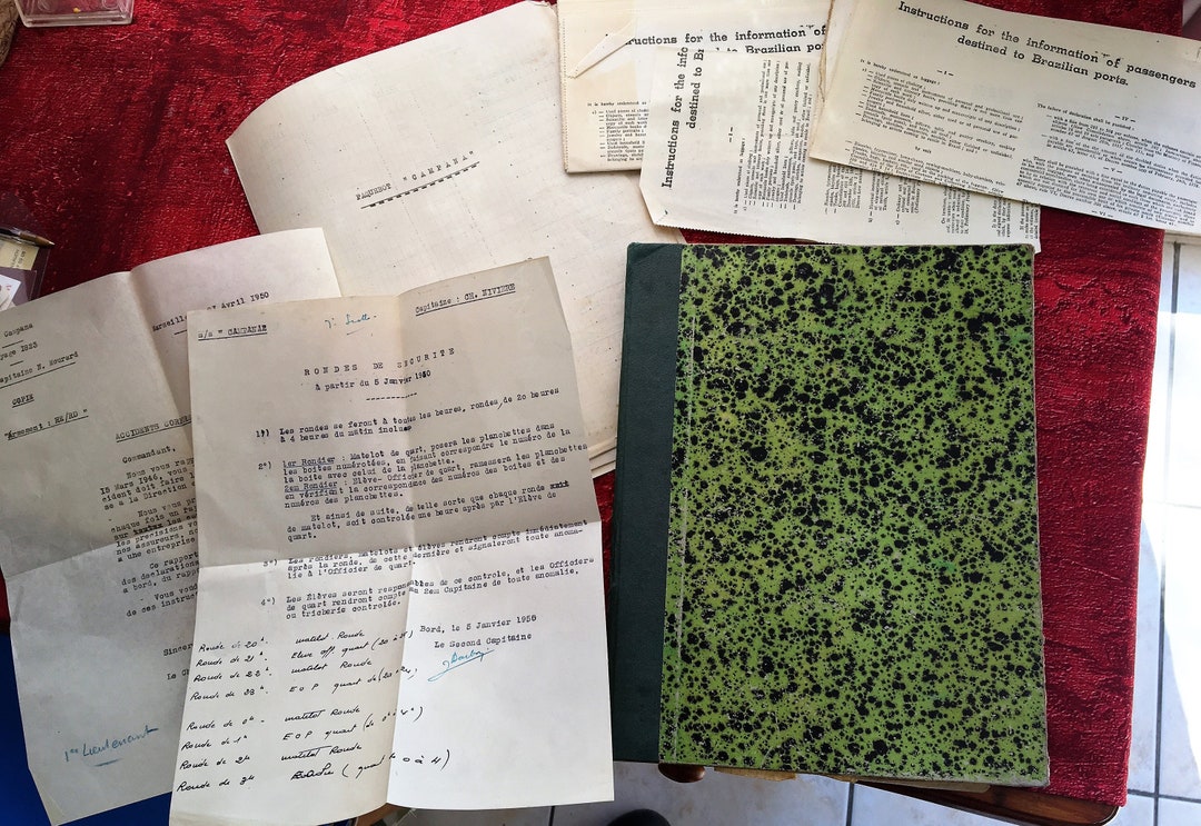 Rare France PAQUEBOT S / S campana Logbook Archives Papers Captain ...
