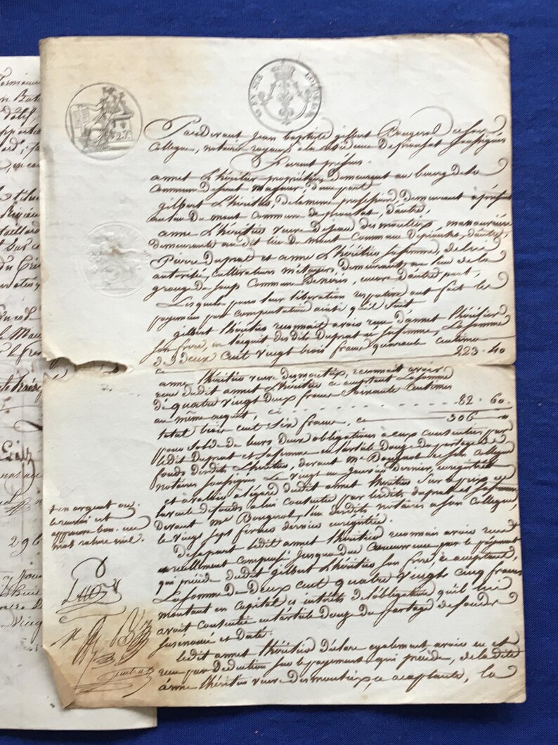 Manuscript Old Paper Saint-jean-sur-veyle 1849-jardin-pré-lieu Moulin ...