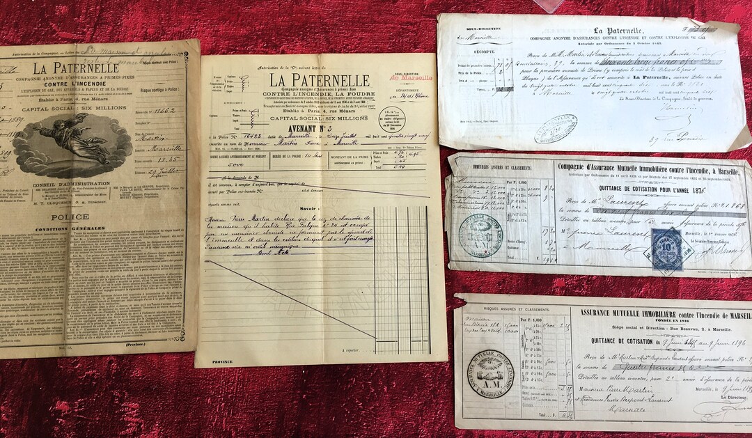 5 Manuscripts-rare 1889-old Papers, Receipts, Tax, Letters of Exchange ...