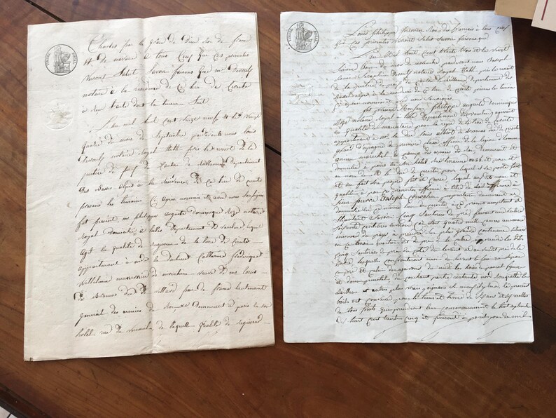 Scrapbooking 2 Old Manuscript Papers ((1829 & 1833)6 Engravings-3 ...