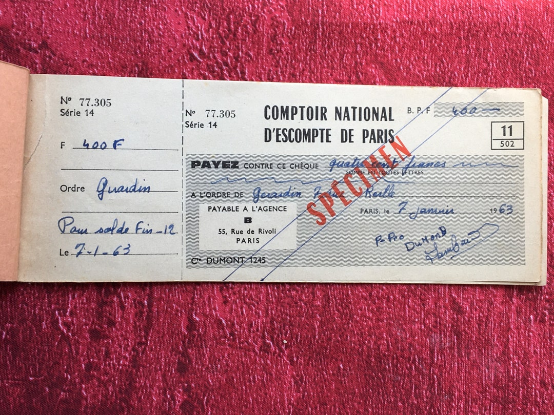 Booklet Checkbook- Old Check Book-comptoir National D'escompte De Paris ...
