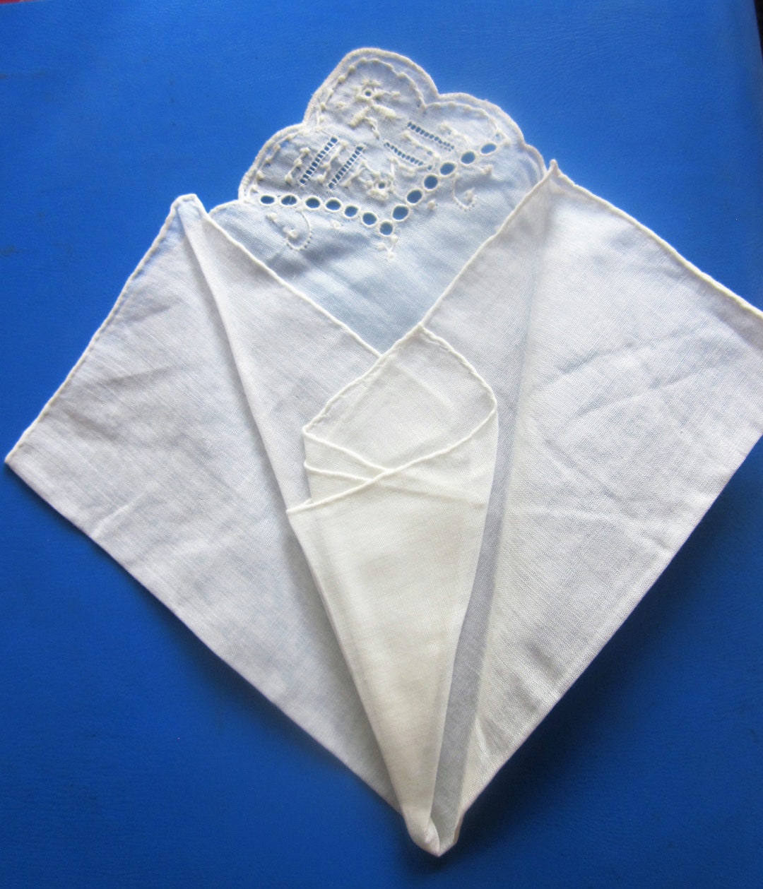 Vintage 2 LACE Handkerchief-embroidered Net Lace Pouch .wedding ...
