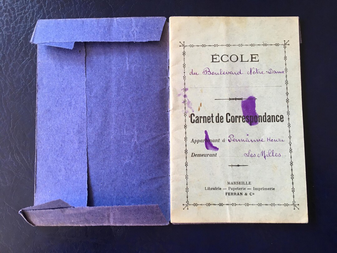 France 1910-correspondence Notebook School of Boulevard Notre Dame Aix ...