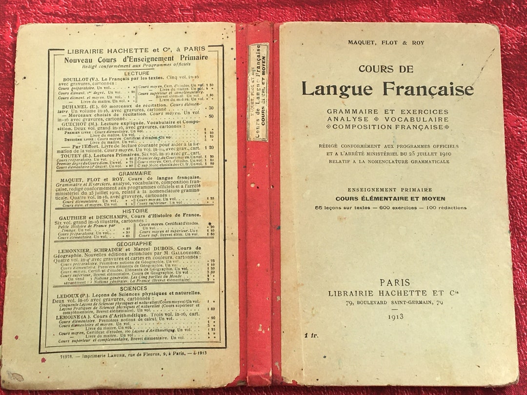 1913-school Reference Book French Language Courses Grammar, Exercises ...