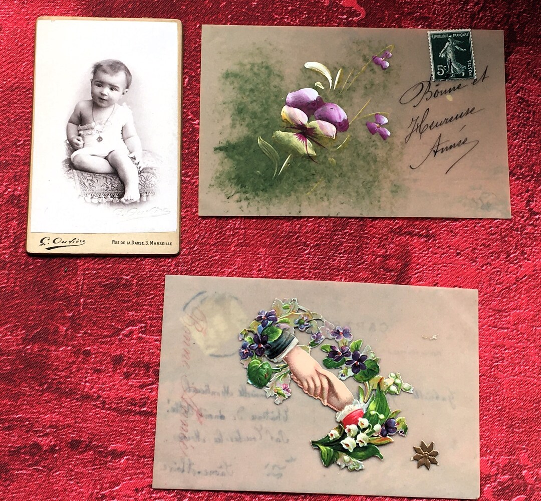 2 Magnificent Postcards Photograph 1895's Real Chromos Glued on the ...