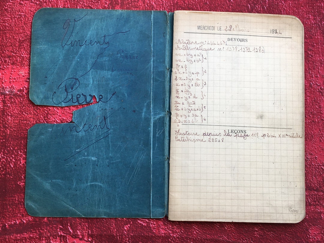 1934-old Memory Aid Notebook-homework / Lessons-algebra-history ...