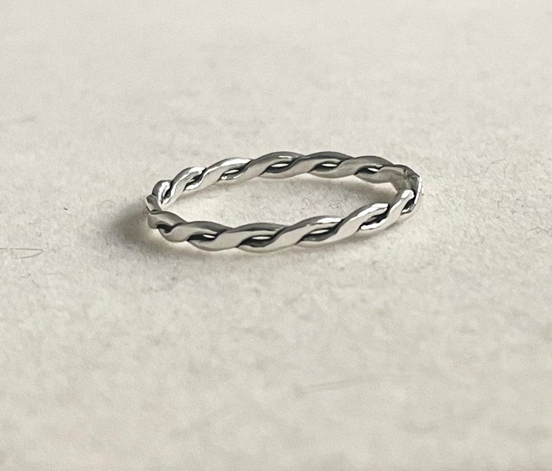 Silver Twisted Ring Silver Braided Rope Ring Thin Stacking - Etsy UK