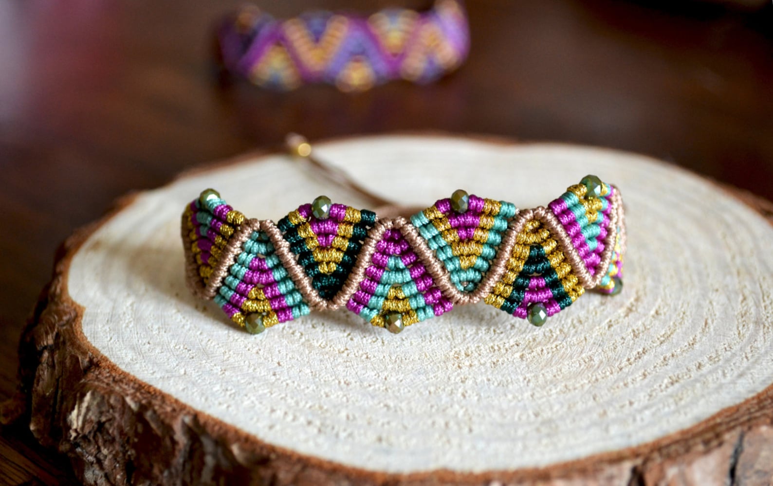Boho Bracelet - Macrame Bracelet - Crystal Bracelet - Micro Macrame ...